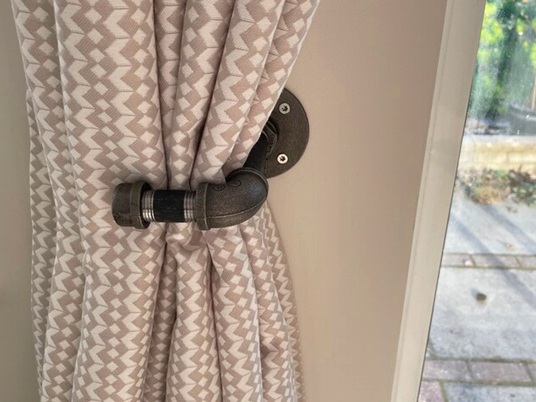 Curtain Tie Backs (pair) | Industrial Pipe Style Curtain Tieback ...