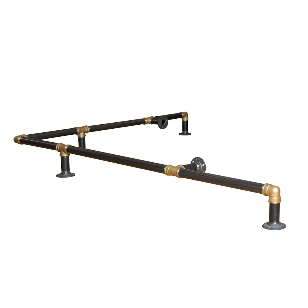Bar/kitchen Corner Foot Rail | Industrial Raw Steel and Brass Pipe ...