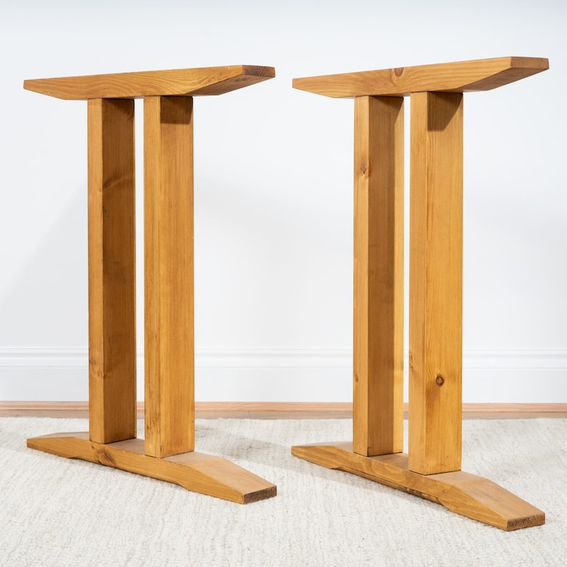 Solid Wood Double Tee Table Legs | Reclaimed Timber Style (pair) - Etsy