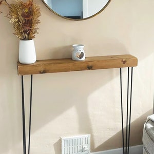 RUSTIC Console Table SLIMLINE With Hair Pin Legs | Reclaimed Timber ...