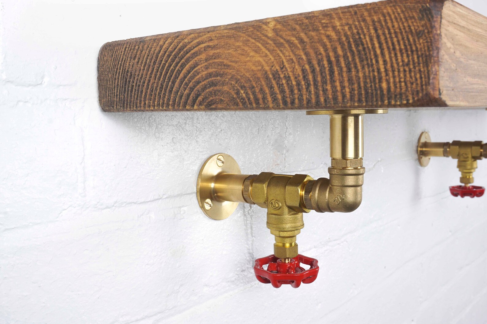 Industrial Brass Valve Pipe Shelf Bracket Holder Steampunk | Etsy