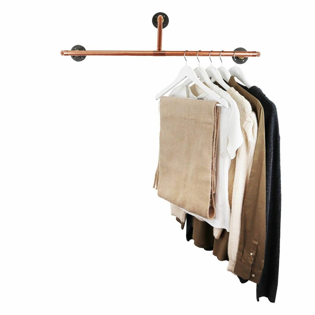 Elbow With Raised Middle Bracket Clothes Rail | Industrial Copper Pipe ...