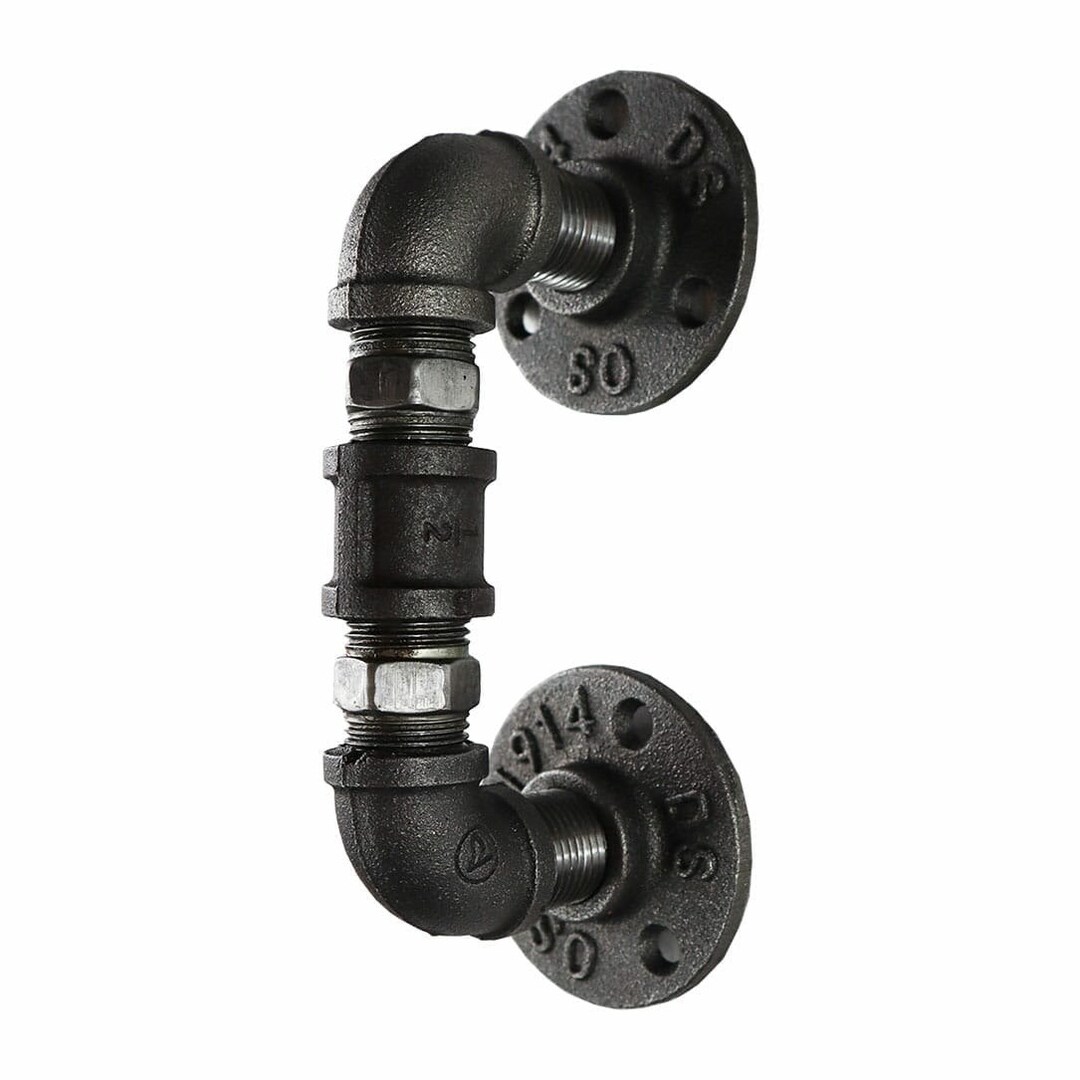 Funky Door/drawer Handle One Socket Two Hex | Industrial Raw Steel Pipe ...
