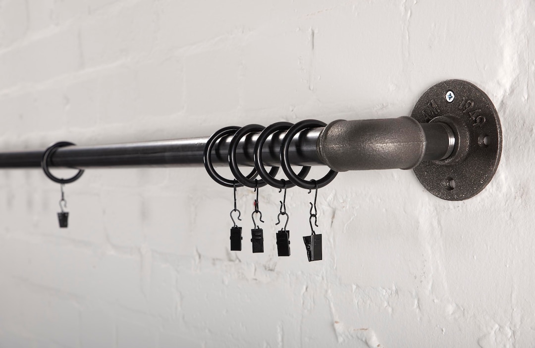 Curtain Pole, Curtain Rail Made From Industrial Pipe Fittings - Vintage ...