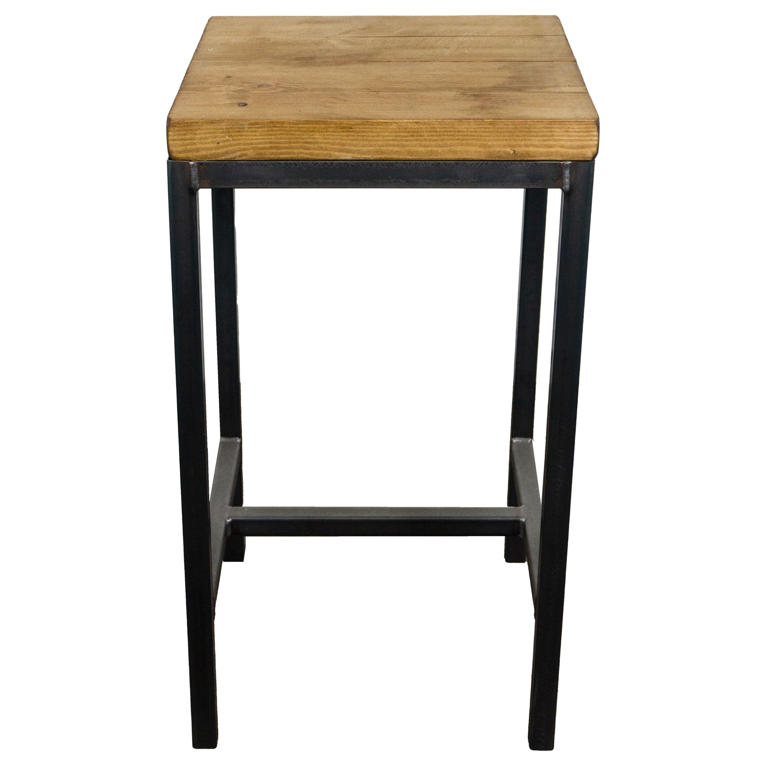 Industrial Steel Square Bar Stool Reclaimed Timber & Rustic - Etsy UK