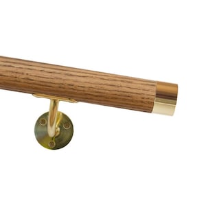 Brass & Oak Handrail Flat End Caps Stair Rail Bannister Stairs Hallway ...