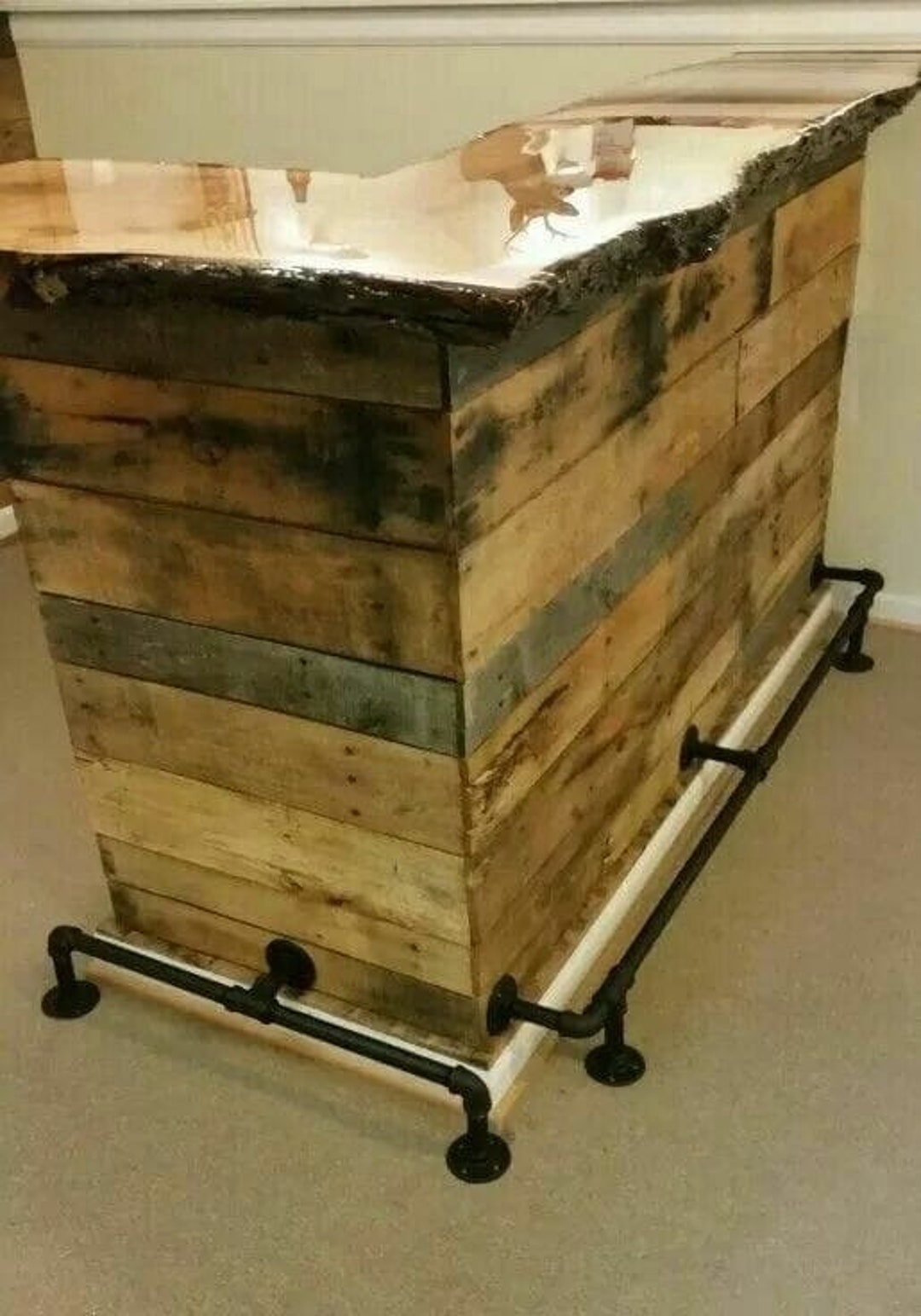 Bar/kitchen Foot Rail Made From Industrial Black Iron in 3/4" Pipe - Etsy