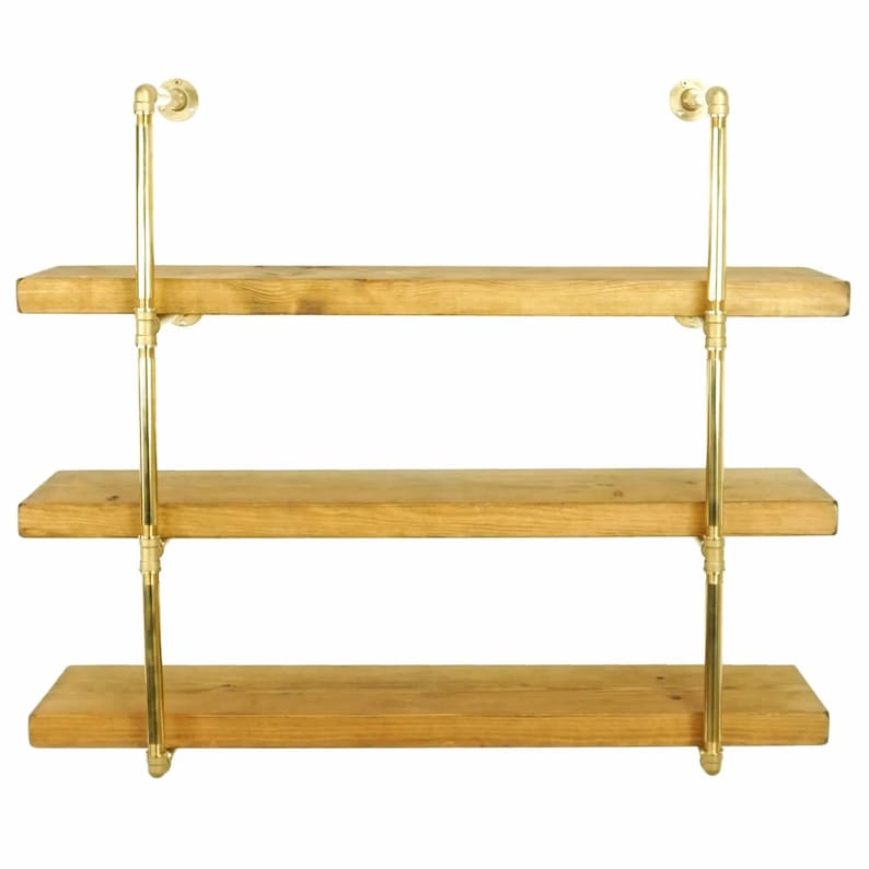 Solid Brass Pipe Fitting Tiered Shelving Unit - Height and Length ...
