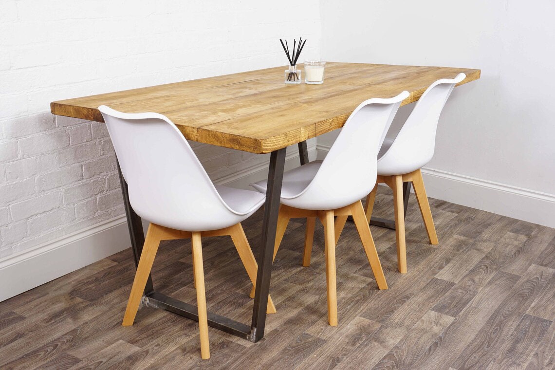 Box Frame Legs Industrial Reverse Trapezium Design Office Desk Dining ...