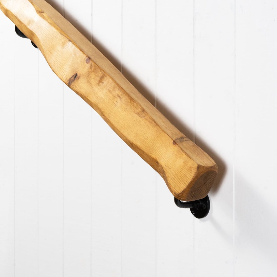 Live Edge Stair Rail | Solid Wood and Cast Iron Brackets Style - Etsy