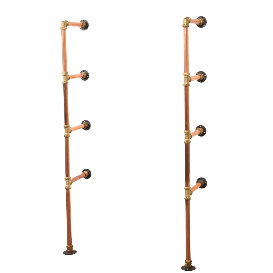 Floor Mounted Tiered Shelving Unit Without Shelves | Thick Copper Pipe ...