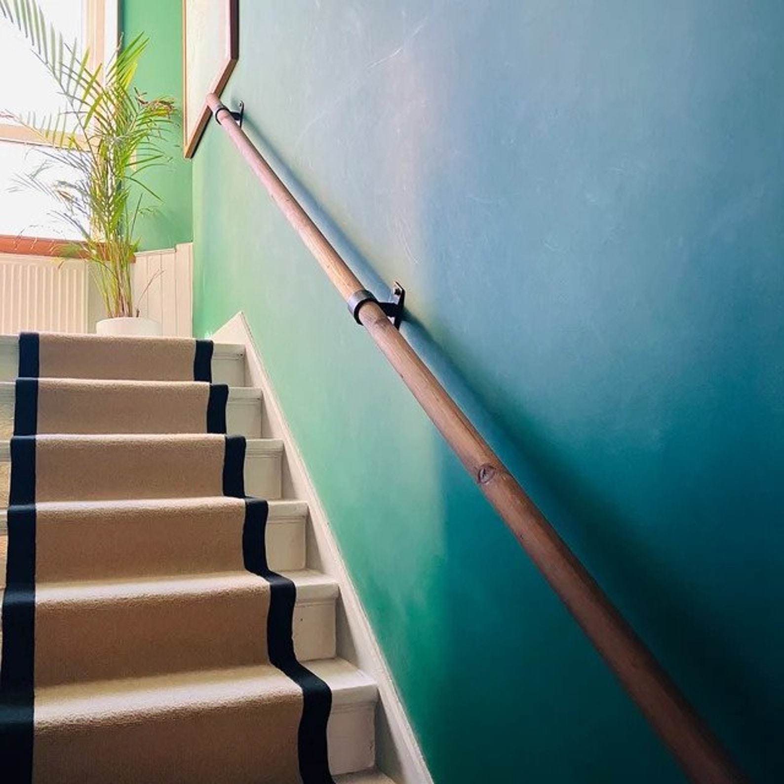 Wooden Stair Hand Rail / Bannister With Brackets Made Using - Etsy