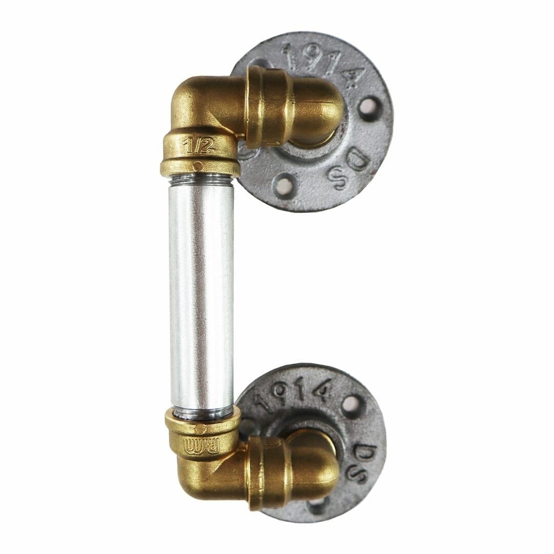Straight Corner Door/drawer Handle | Industrial Silver and Brass Pipe ...