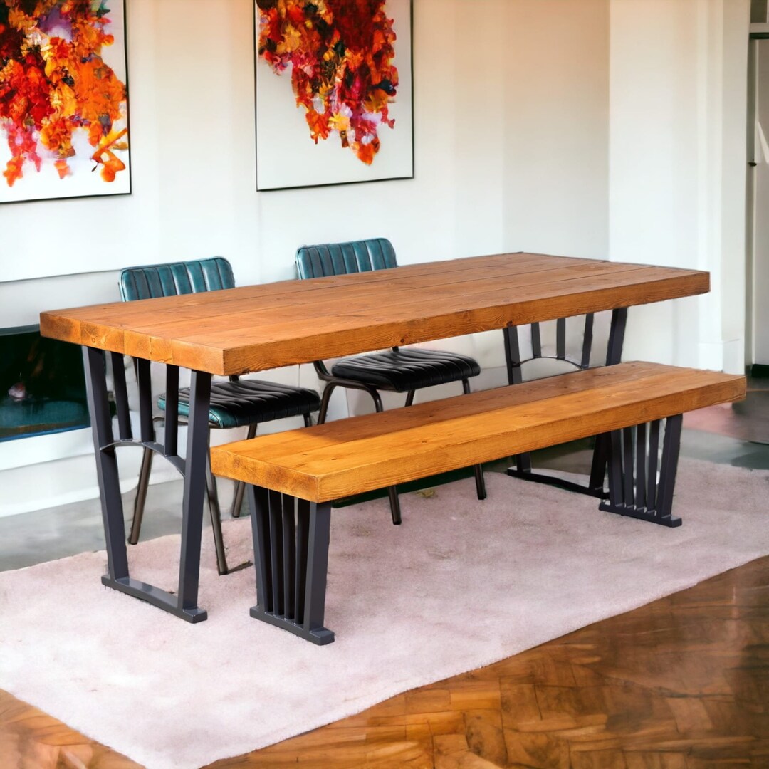 Chunky Rustic Dining Table With Spoked Legs - Etsy UK