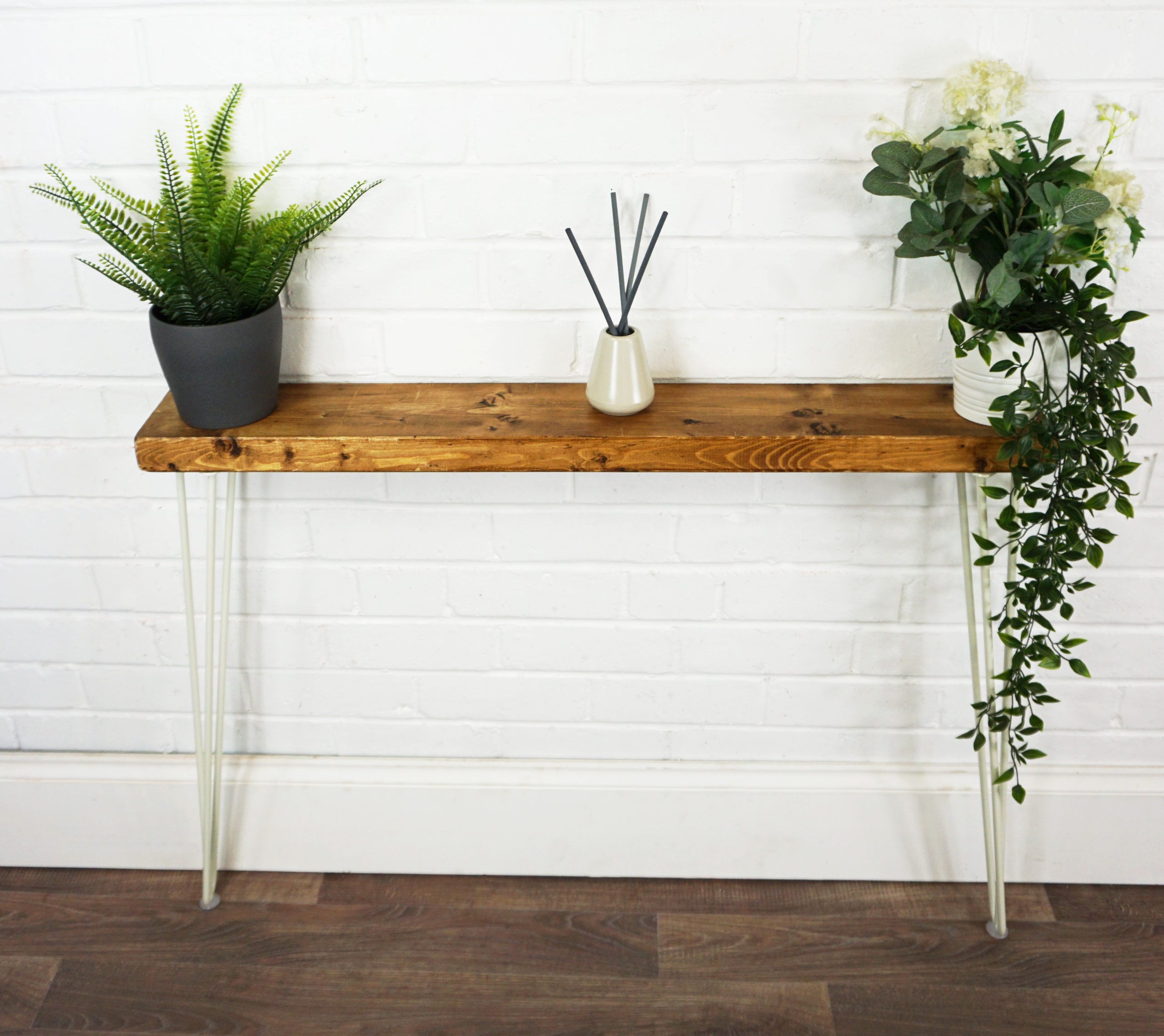 RUSTIC Console Table SLIMLINE With White Hair Pin Legs - Etsy UK