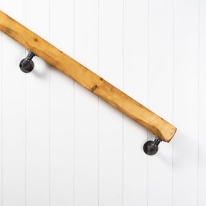 Live Edge Stair Rail | Solid Wood and Industrial Pipe Brackets Style - Etsy