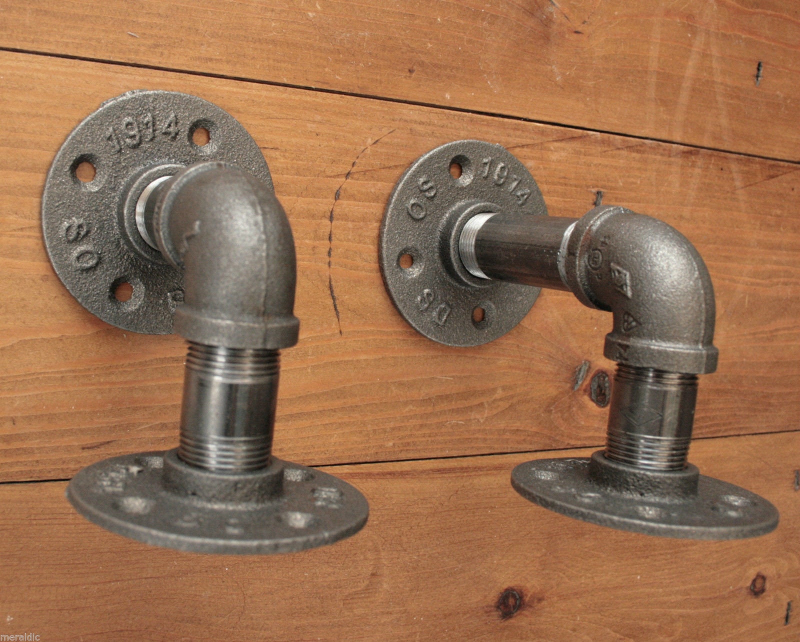 Industrial Steel Pipe Shelf Bracket Holder Elbow Style pair - Etsy