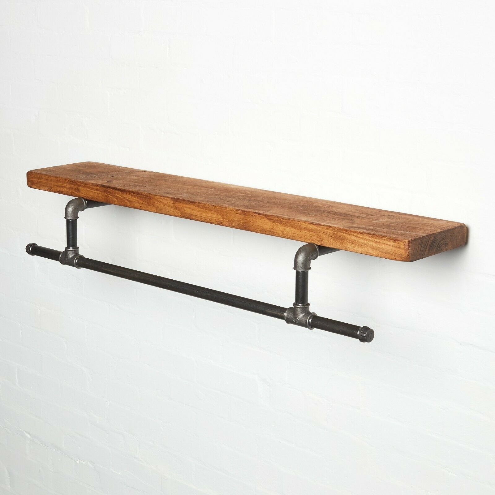 Industrial Clothes Rail With Solid Wood Shelf Tee Style - Etsy UK