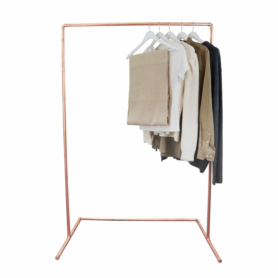 Free Standing Walk in Clothing Rail | Industrial Copper Pipe Style - Etsy