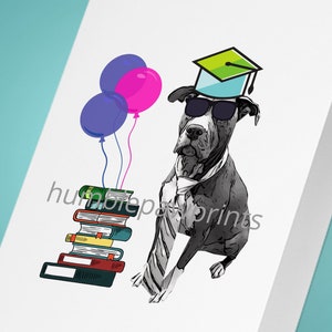 Instant Download Digital File | Pitbull Dog Artwork| Graduation ...
