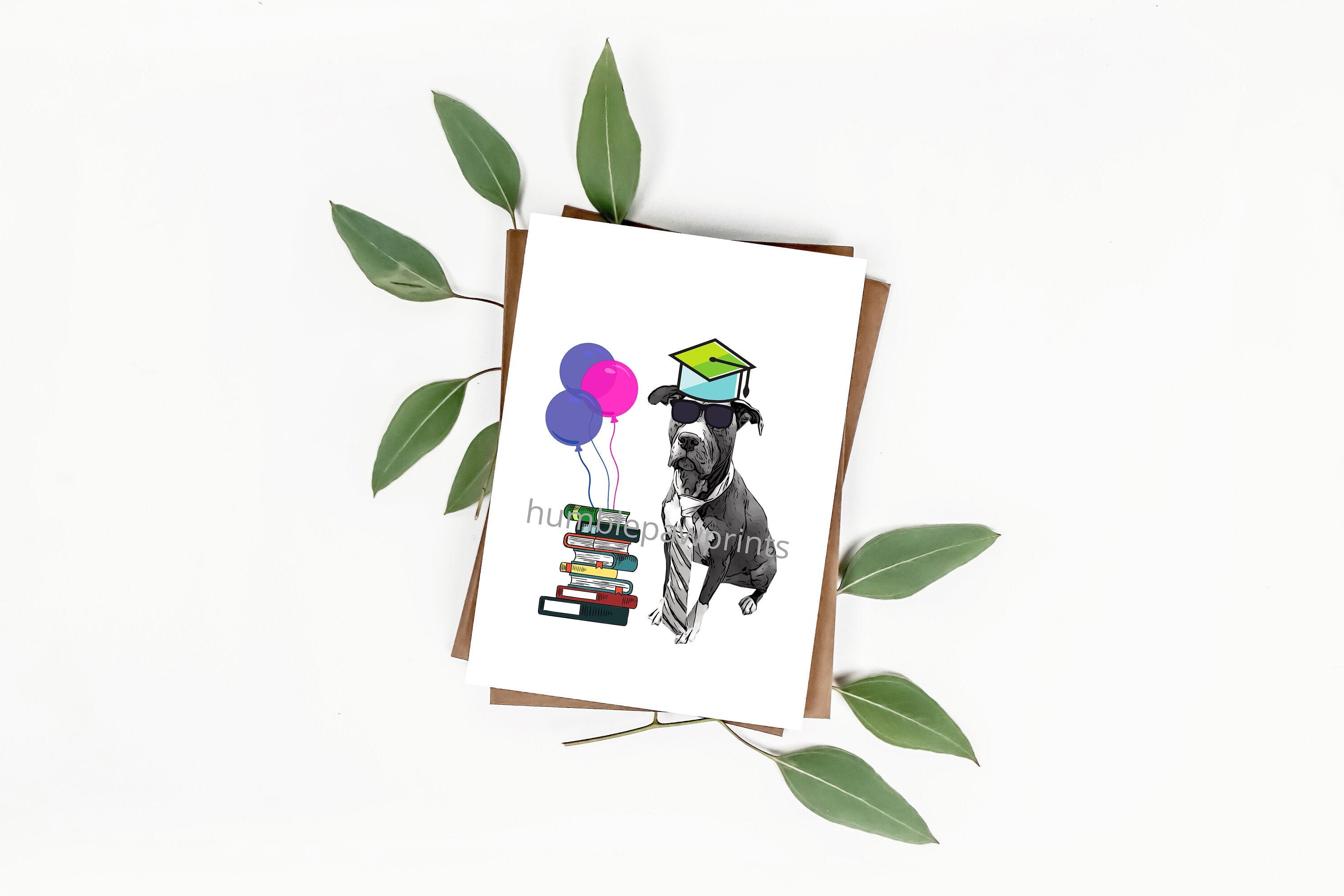 Instant Download Digital File | Pitbull Dog Artwork| Graduation ...