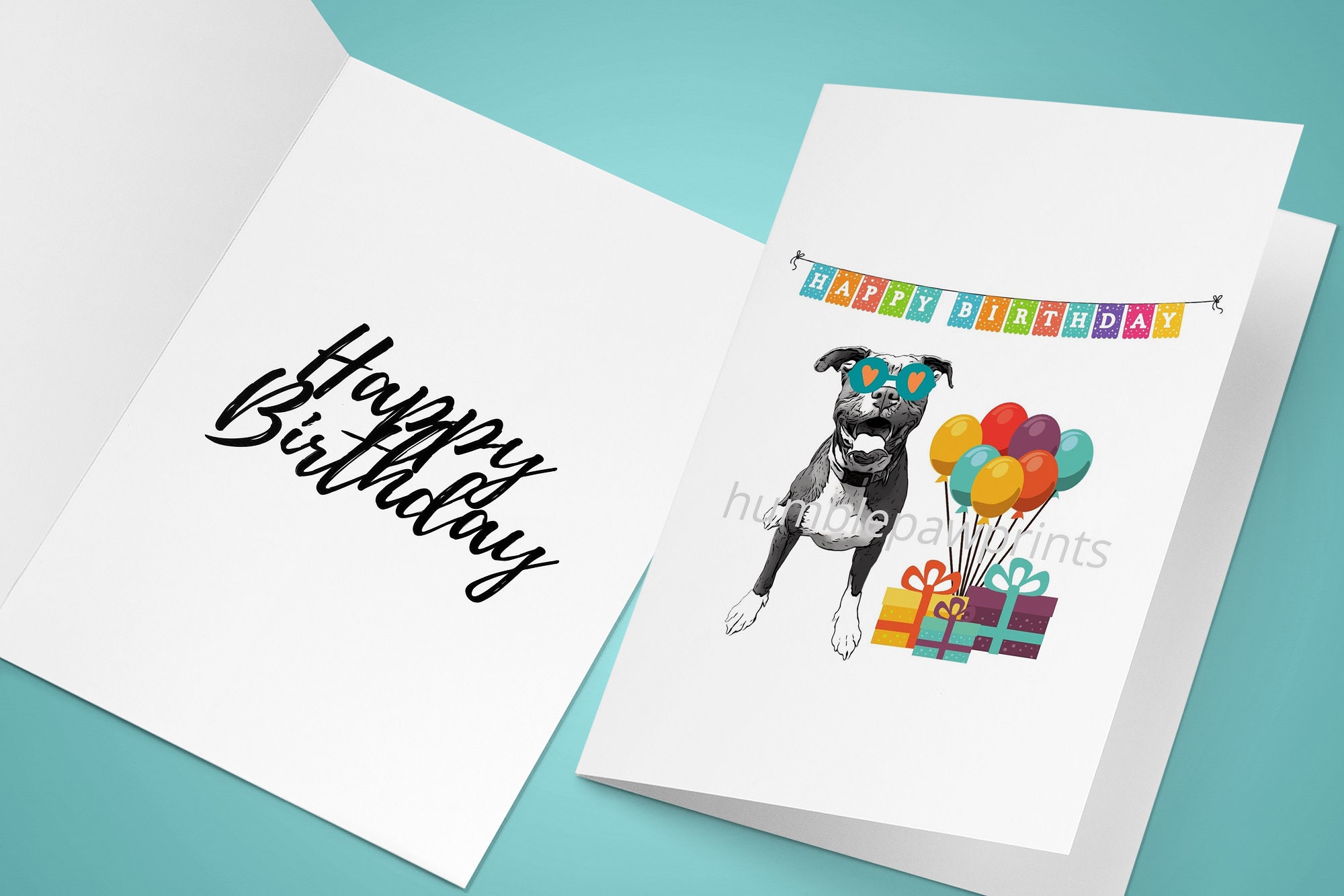 Instant Download Digital File | Birthday Card | Pitbull Card | Dog ...