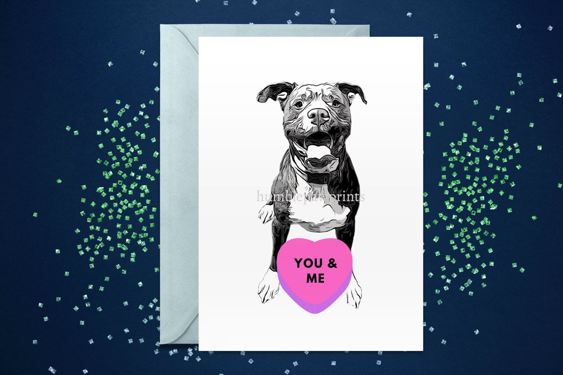 Instant Download Digital File | Pitbull Valentine Card | Dog Valentine ...