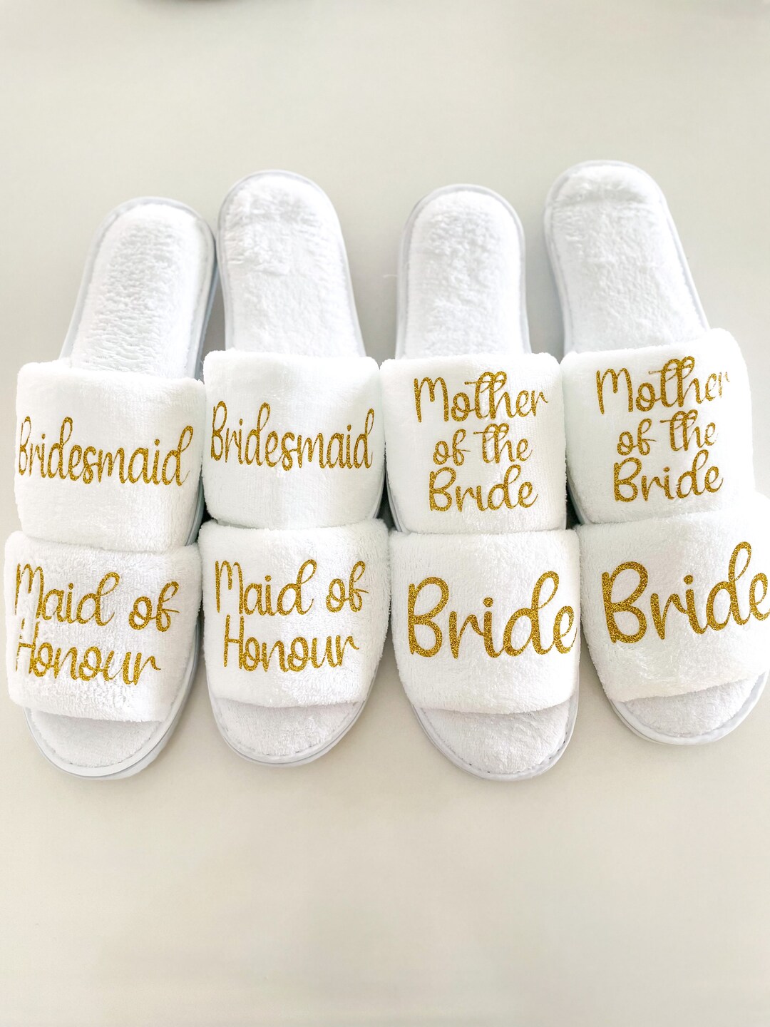 Personalised White Slippers – Custom Printed – Bride – Bridesmaid Name ...