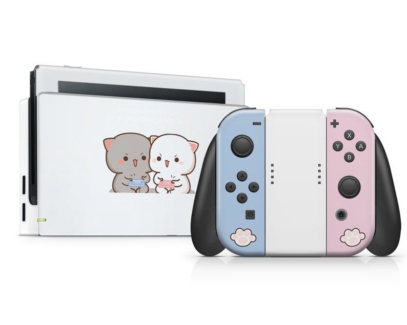 Cute Gaming Cat Nintendo Switch Skin Kawaii Cute Pink Blue | Etsy