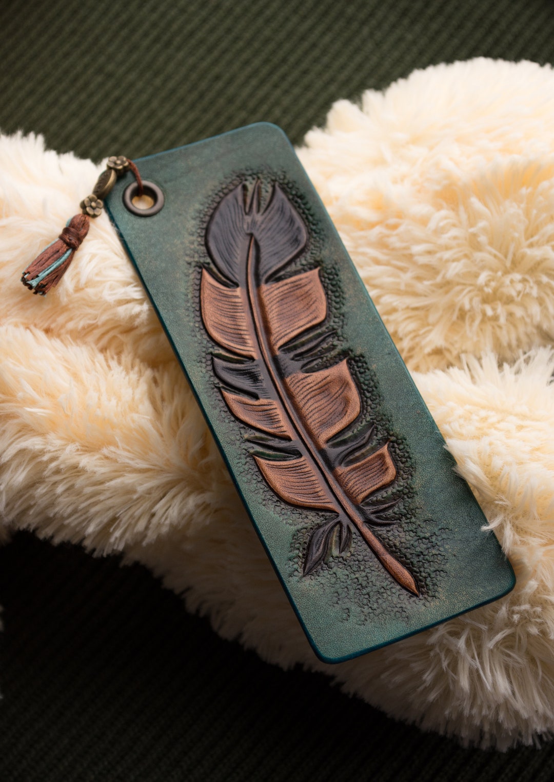 Leather Bookmark Bookmark Bird Feather - Etsy