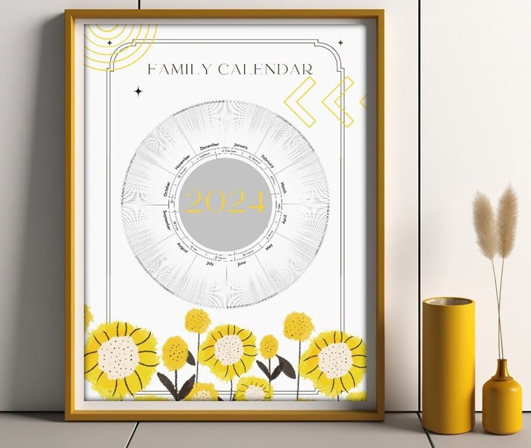 Sunflower Calendar 2023-2024, Minimalist Family Wall Calendar, Large ...