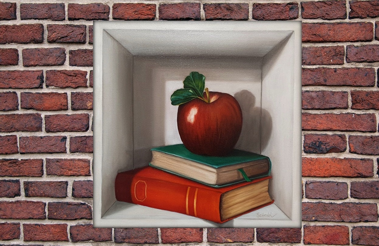 3d Optical Illusion Painting Apple Wall Art Op Fruit Trompe - Etsy