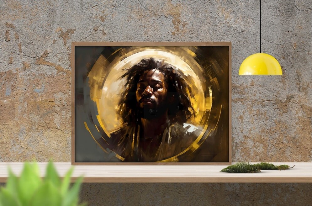 Black Jesus Christ Painting,modern Christian Wall Art,jesus Portrait ...