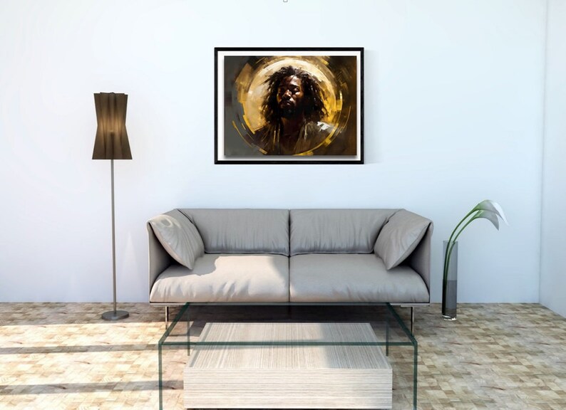 Black Jesus Christ Painting,modern Christian Wall Art,jesus Portrait ...