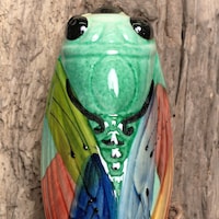 Vintage French Majolica Wall Vase: Hand-painted Cicada, 12" - Etsy