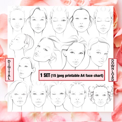 Realistic Makeup Face Chart cara Make-up Artist | Etsy Australia