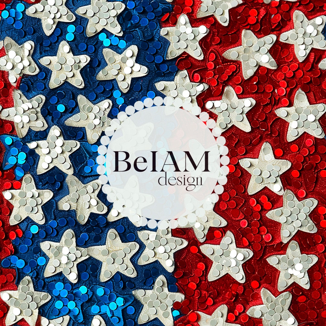 3D 4th of July Glitter Sequin Seamless Pattern Repeating File for ...
