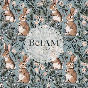 Cottagecore Easter Bunny Floral Seamless Pattern: Fabric, Tumbler ...