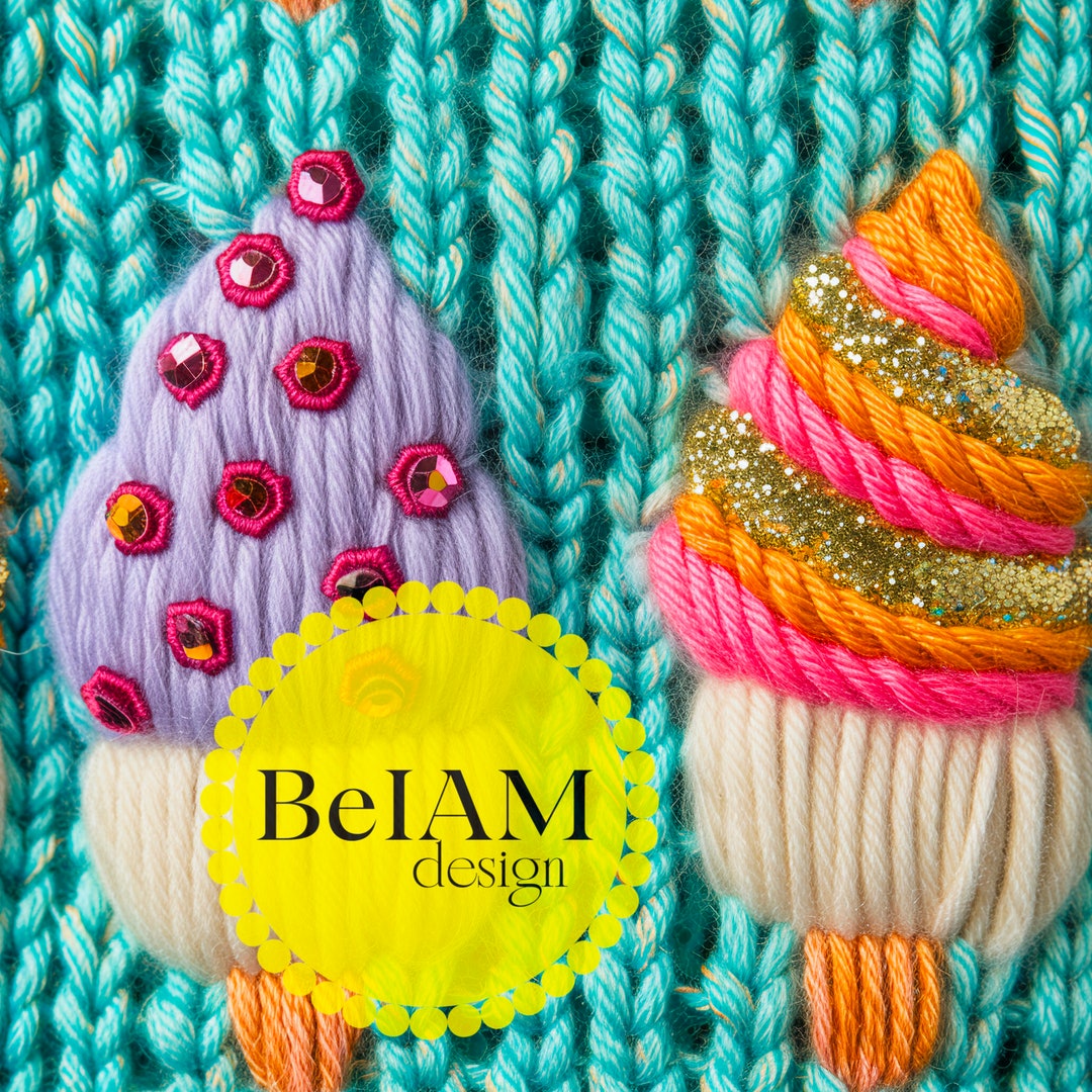3D Knitted Ice Cream Seamless Pattern Repeating File for Fabric ...