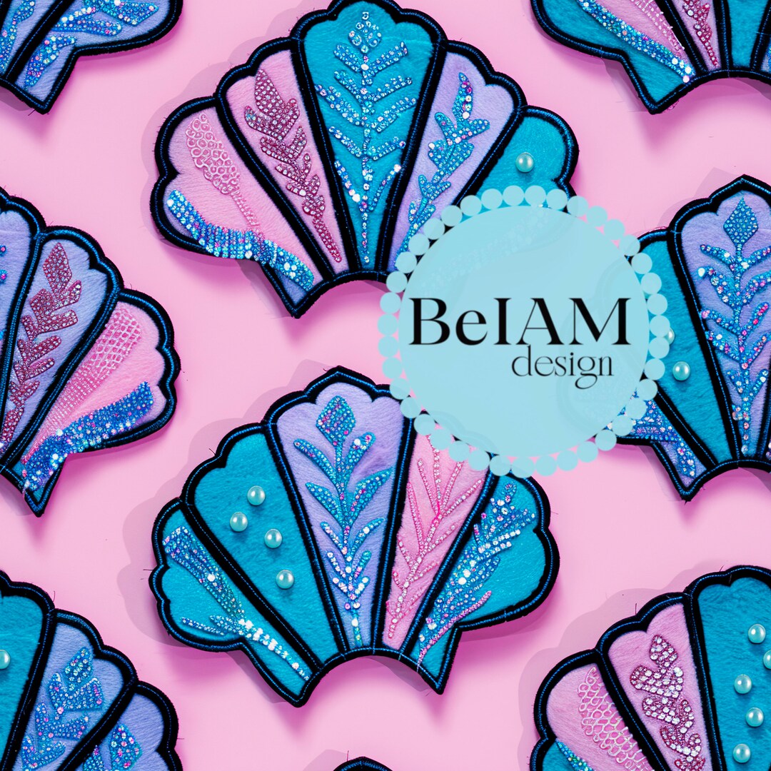 3D Unicorn Glitter Seashells Seamless Pattern Repeating File Fabric ...