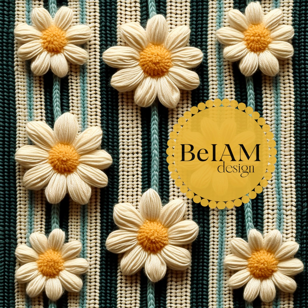 3D Retro Daisy Seamless Pattern: Fabric Sublimation, Tumbler Design ...