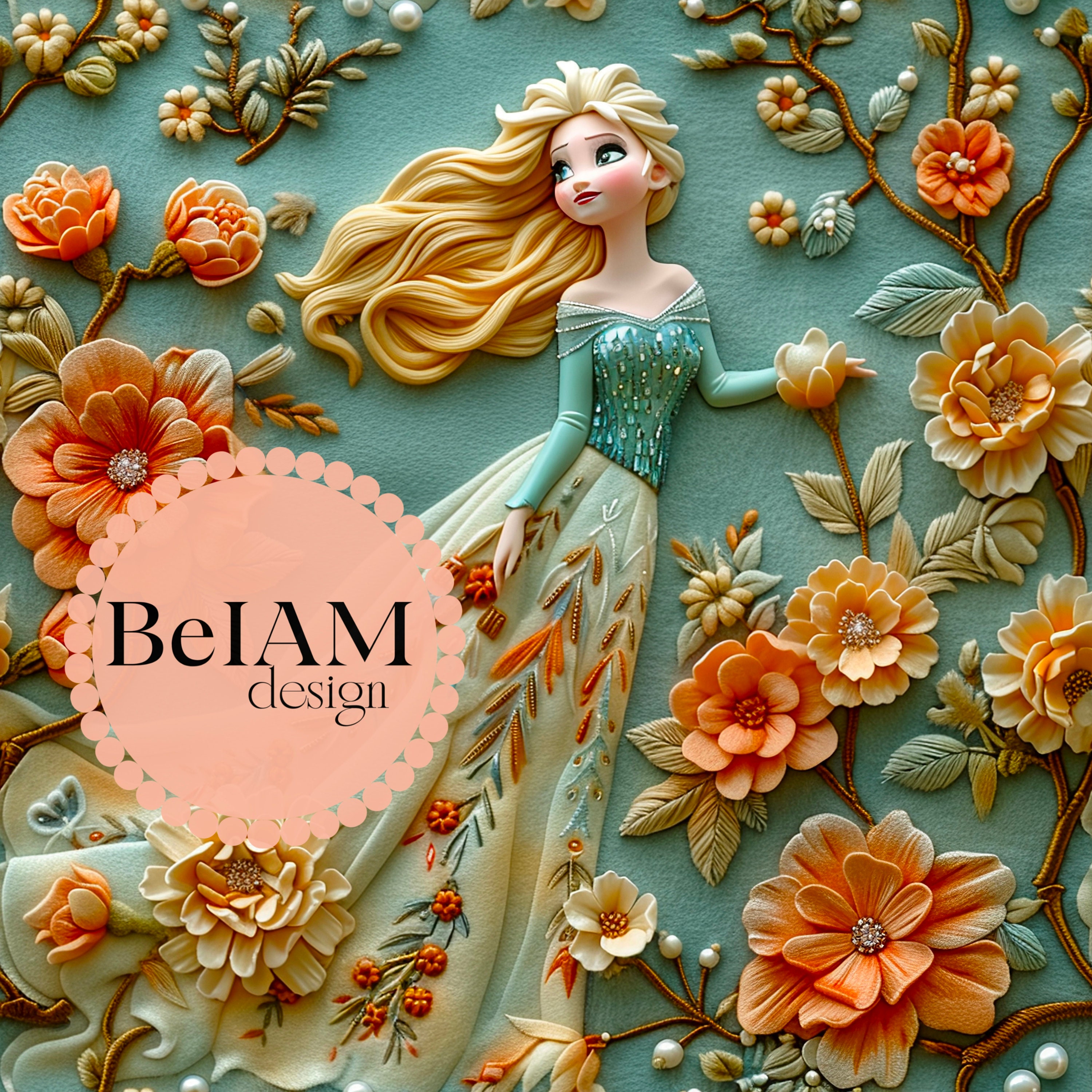 3D Floral Snow Queen Fabric Pattern: Seamless Sublimation Design ...