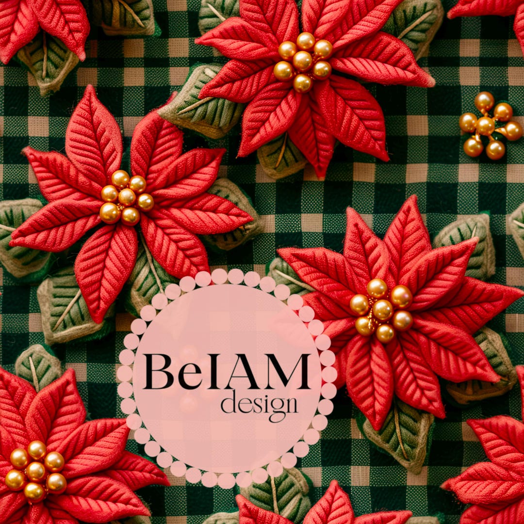 3D Christmas Poinsettias Seamless Pattern Repeat File for Fabric ...
