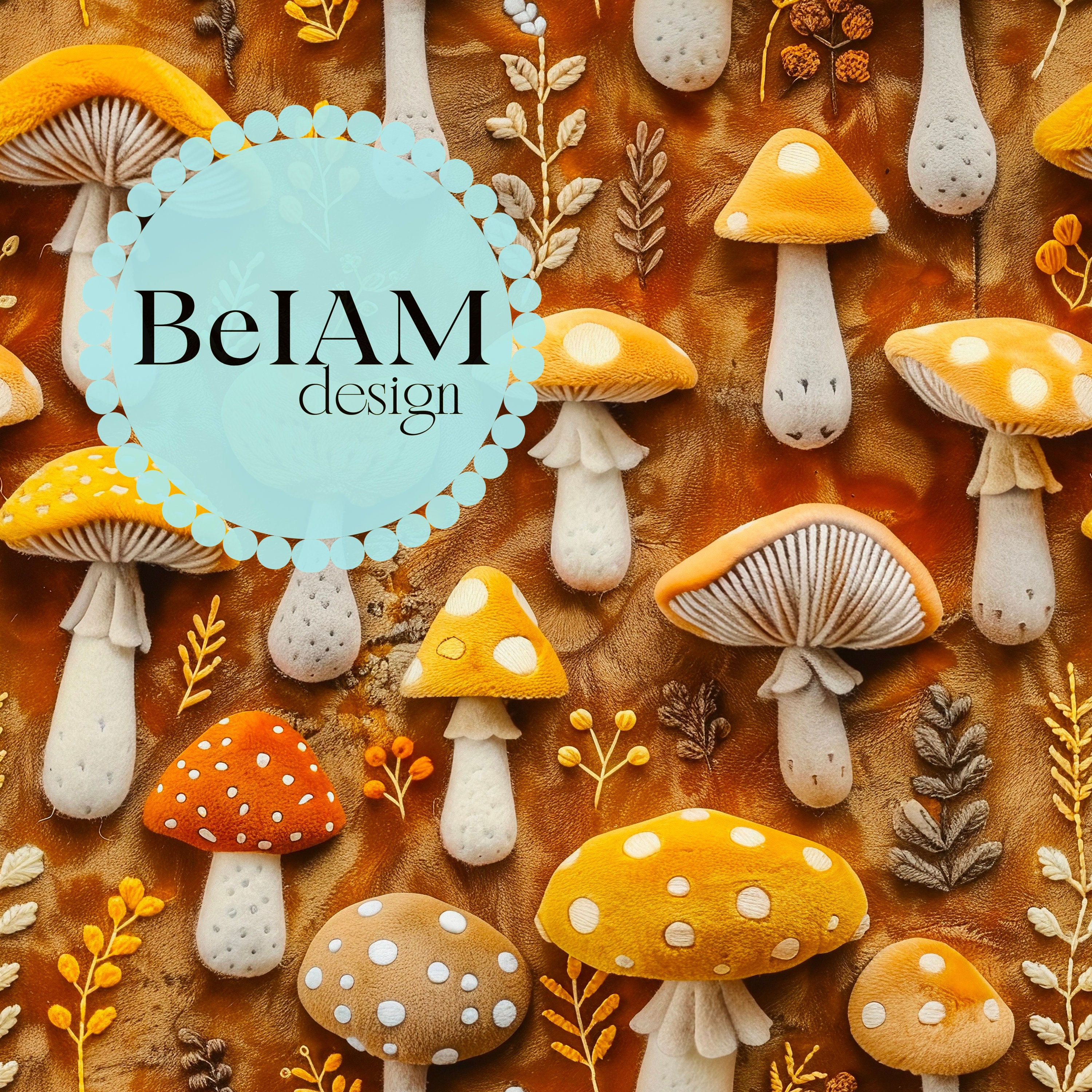 Fall Mushroom Seamless Pattern: 3D Fluffy Design (digital Download) - Etsy