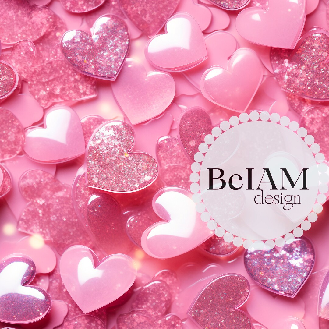 Pink Glitter Hearts Seamless Pattern: Valentine Fabric Sublimation ...