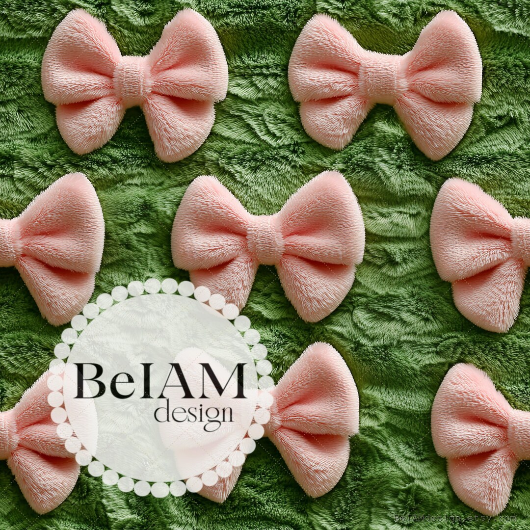 3D Faux Fur Fluffy Bows Seamless Pattern Repeat File for Fabric ...