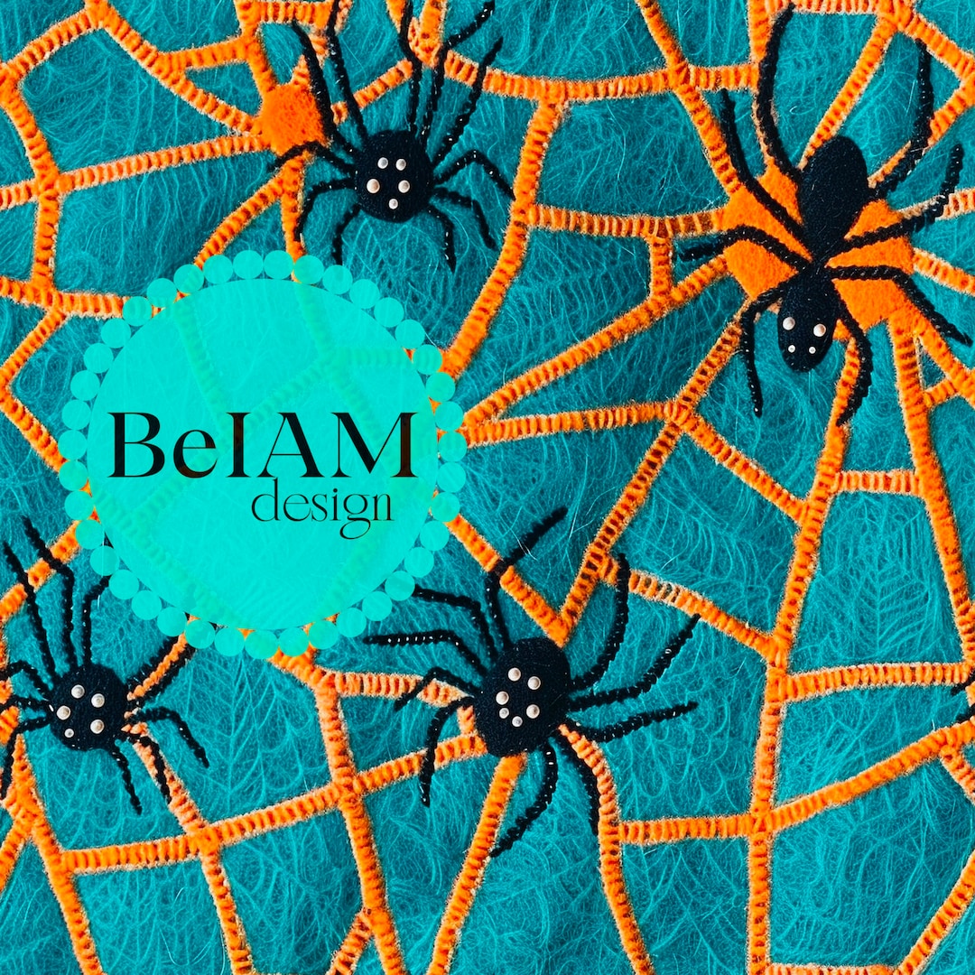 Neon Spider Web Seamless Pattern: Retro Halloween Fabric Design ...