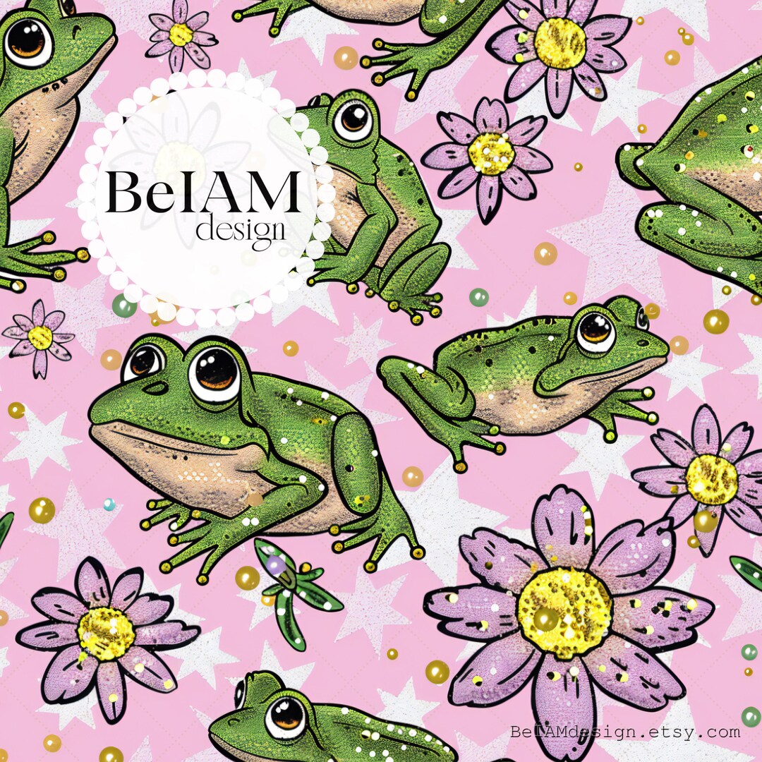 Retro Floral Frogs Seamless Pattern Repeating File for Fabric ...