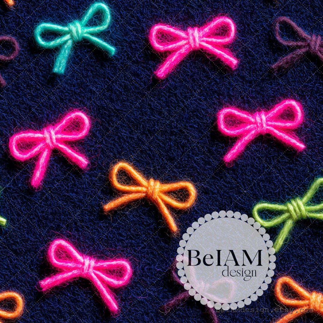 Colorful Neon Bows Seamless Pattern Repeating File for Fabric ...