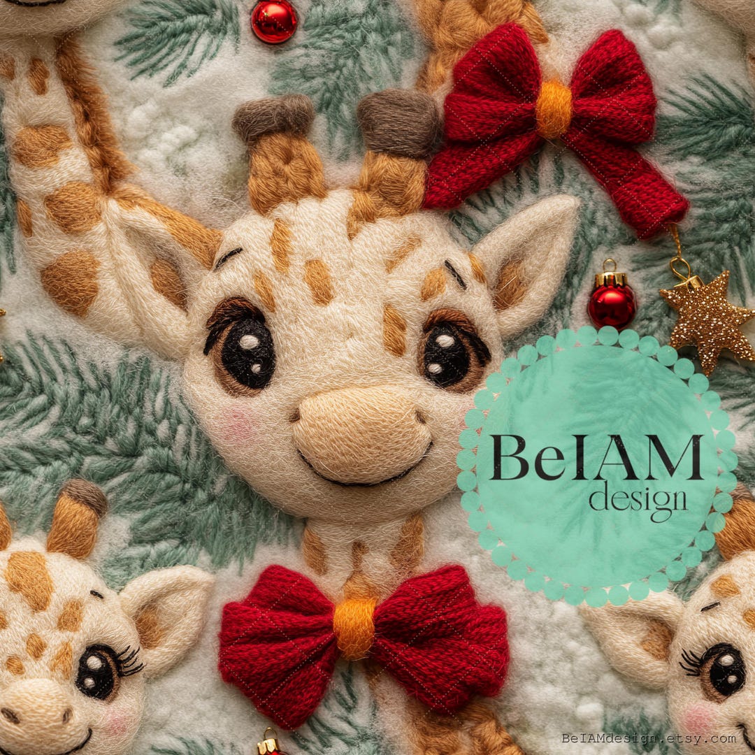 3D Coquette Christmas Giraffe Seamless Pattern Repeating File for ...